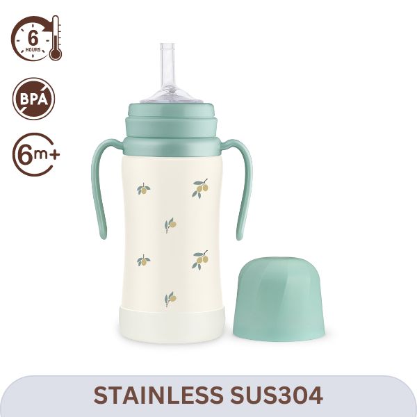 Olive Stainless Straw Cup 300ml(Pistachio) - Grosmimi Australia